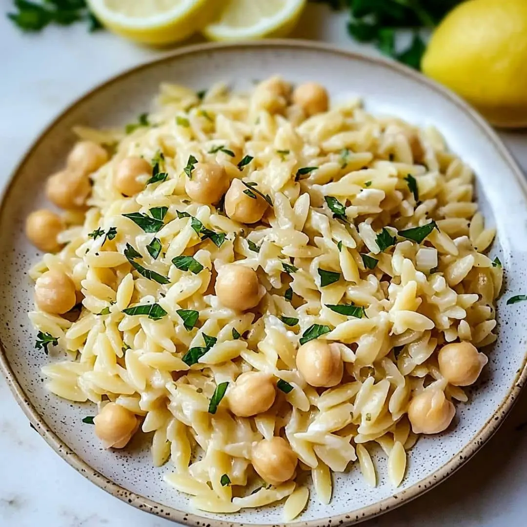 Creamy Lemon Ricotta Orzo with Chickpeas | Easy Recipe