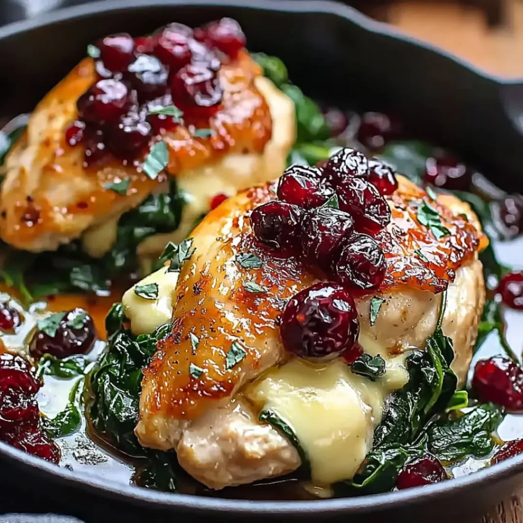 Cranberry and Spinach Stuffed Chicken Breasts with Brie Recipe