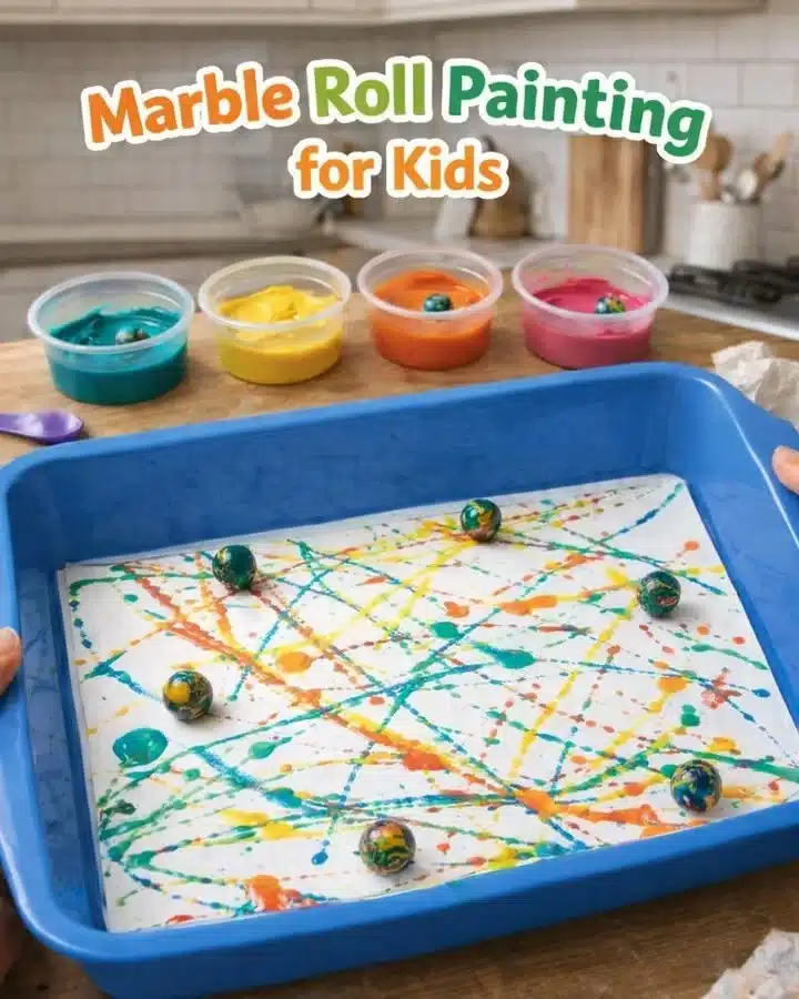 Marble Roll Painting for Kids