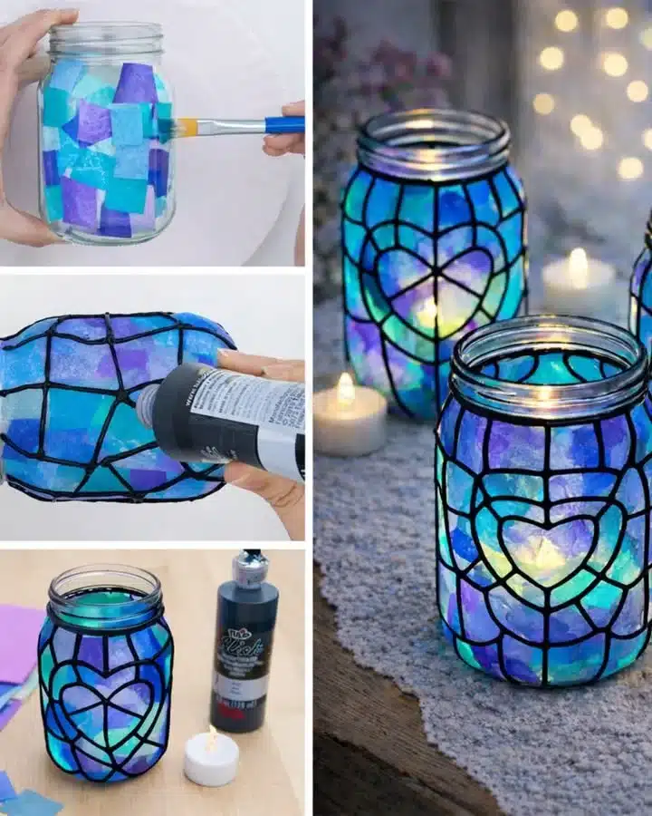 Stained Glass Mason Jar Lantern